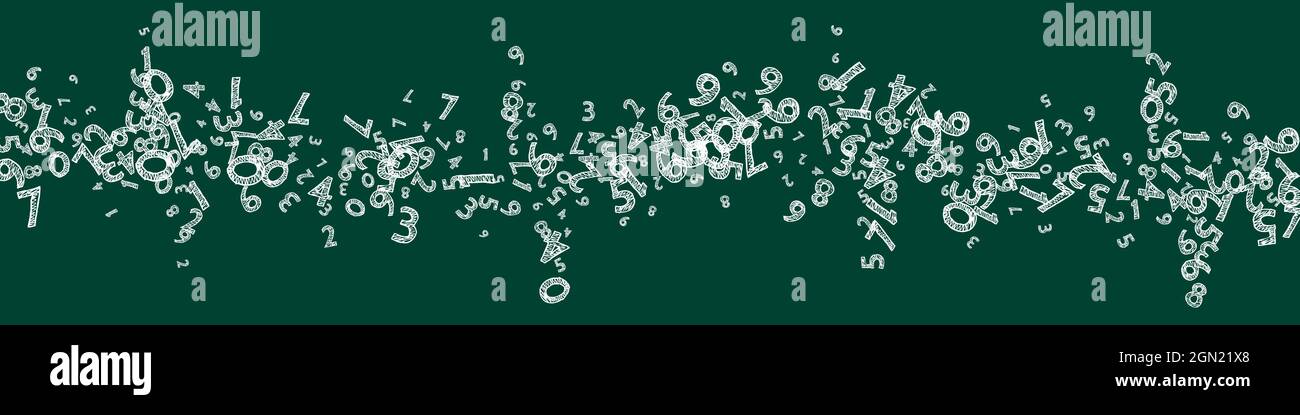 Falling childish chalk numbers. Math study concept with flying digits ...
