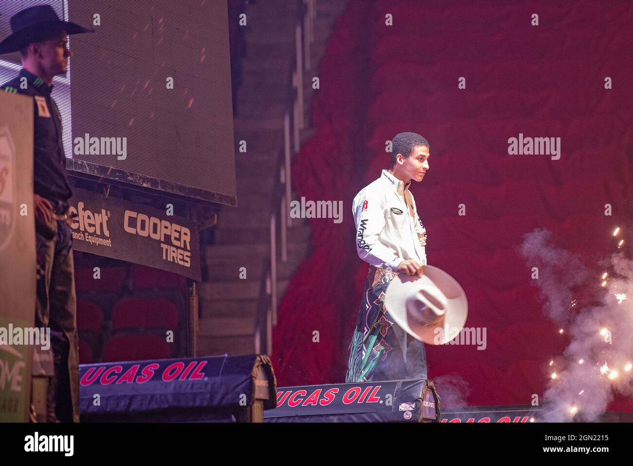 NEWARK, NJ - SEPTEMBER 19: Riders do a hat tip during the opening ...