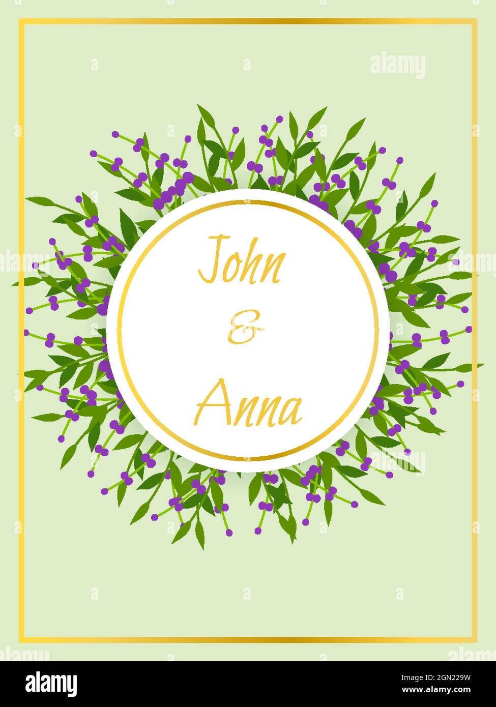 Invite wedding, floral wreath invitation card, modern cards isolated on ...