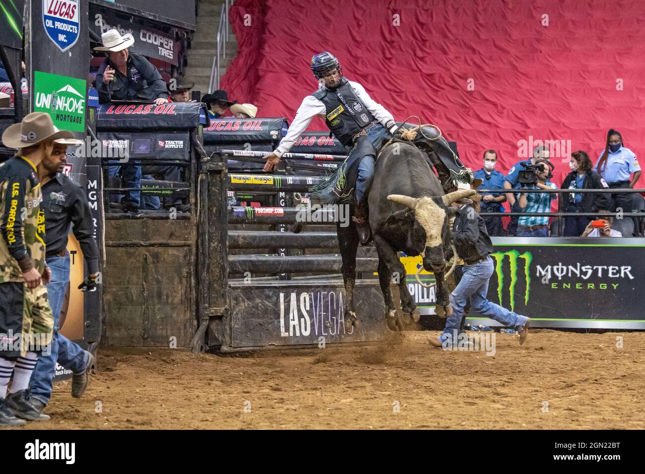 NEWARK, NJ - SEPTEMBER 19: Dalton Kasel rides King Brute during the ...