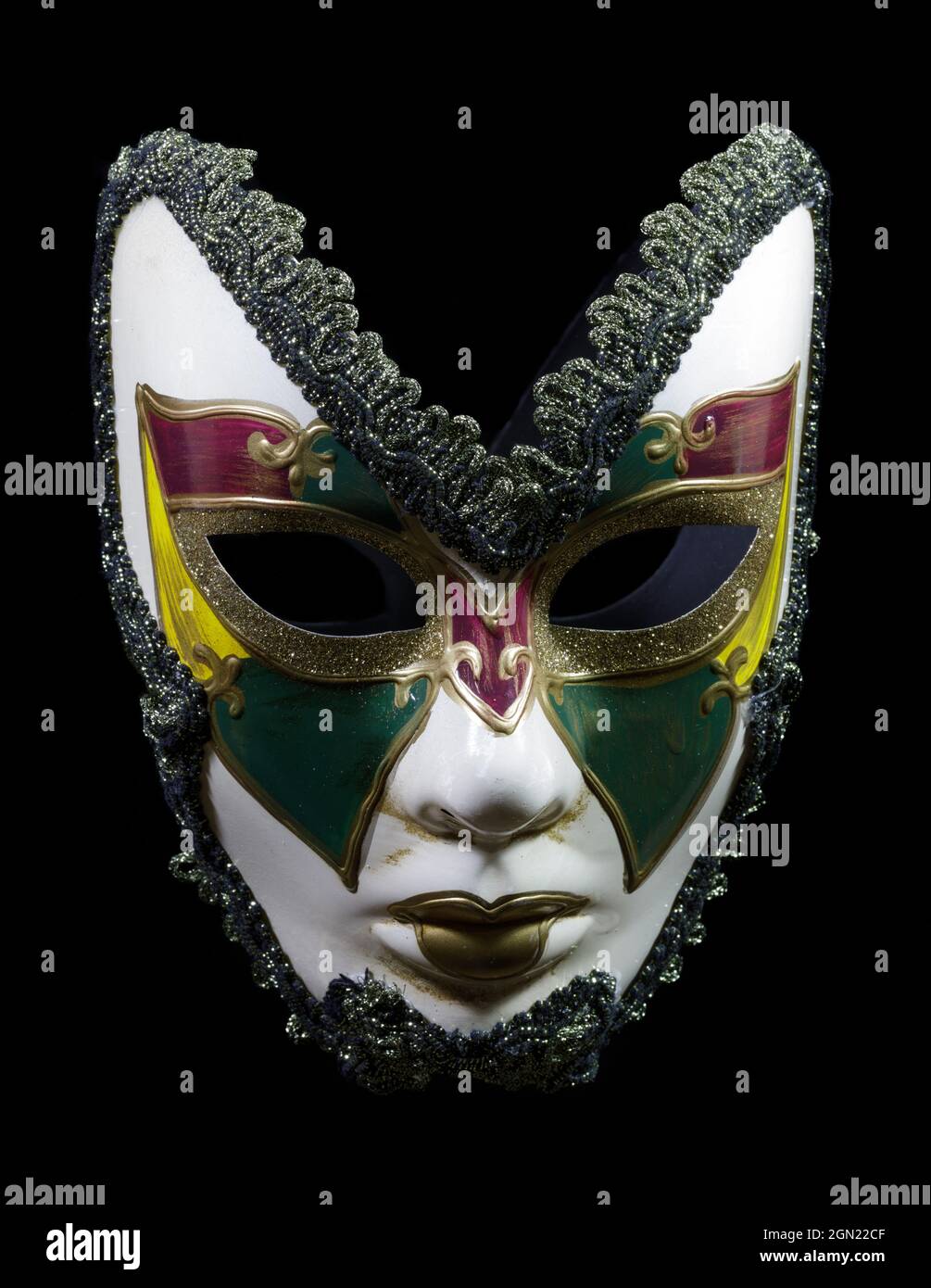 Mardi Grass masquerade ball mask in traditional colors purple green and ...