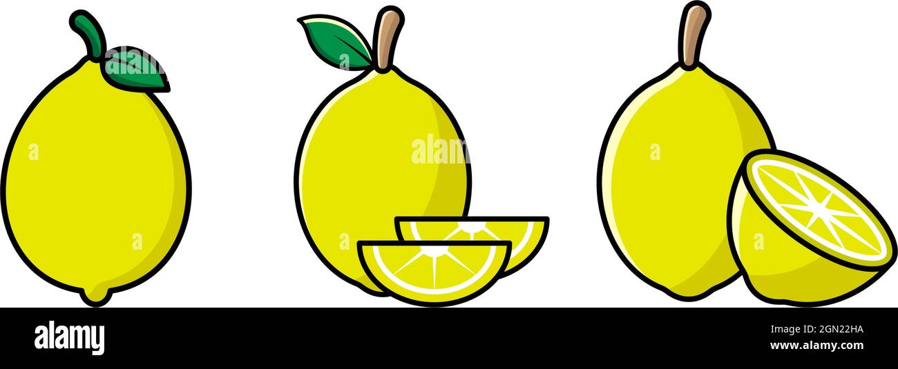 Lemon slice icon set design illustration isolated Stock Vector Image ...