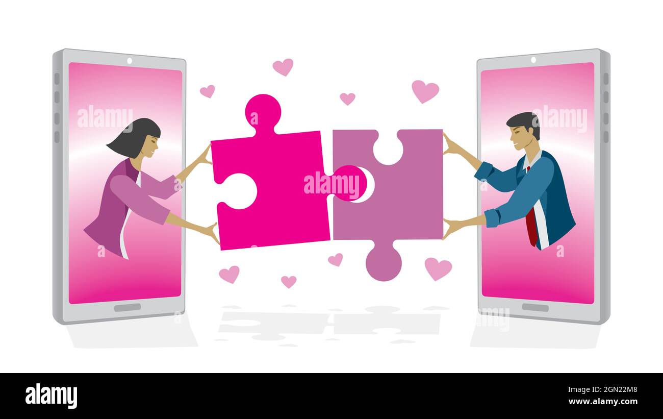 Finding love online. Vector illustration. EPS10 Stock Vector Image ...
