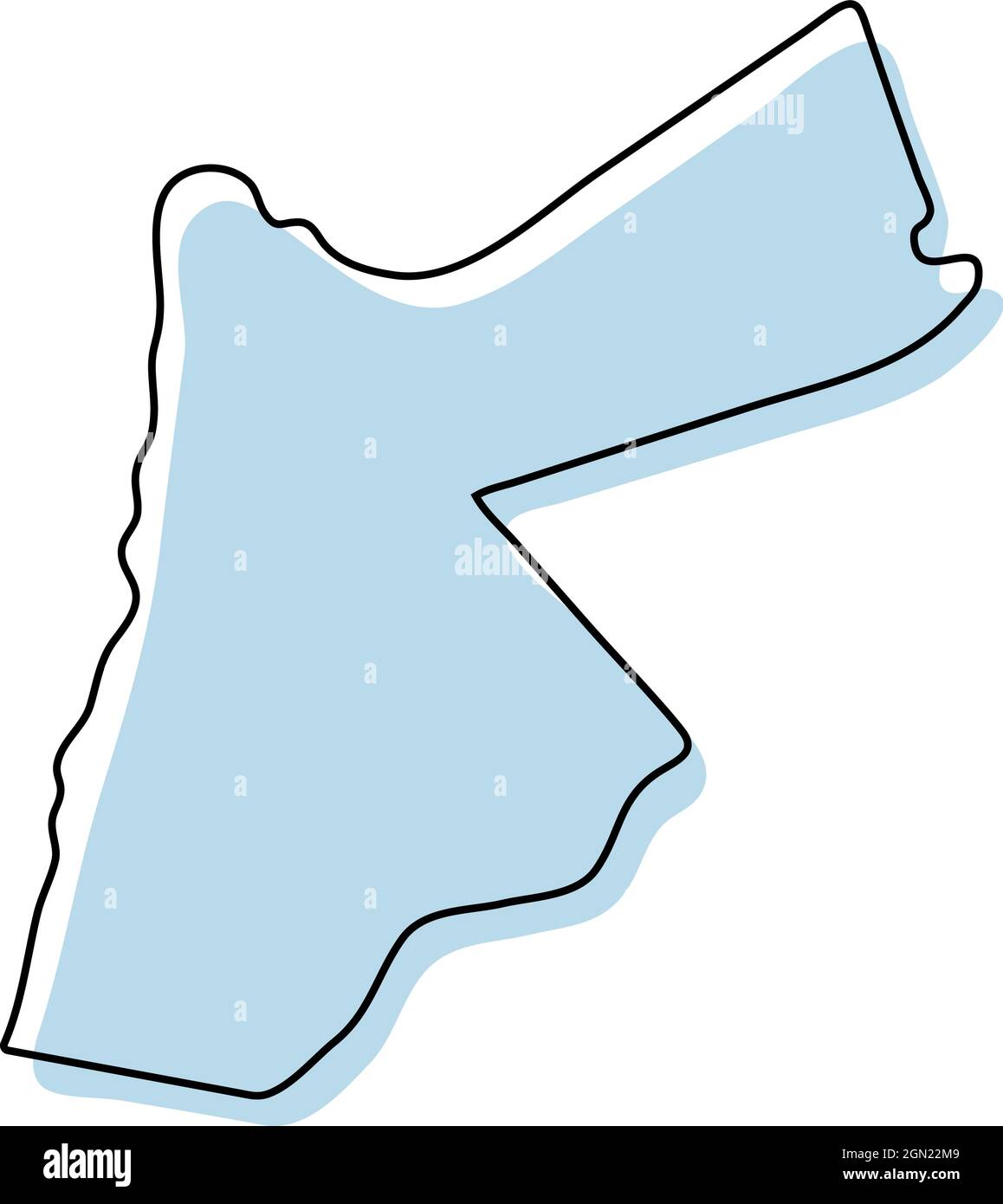 Stylized simple outline map of Jordan icon. Blue sketch map of Jordan ...