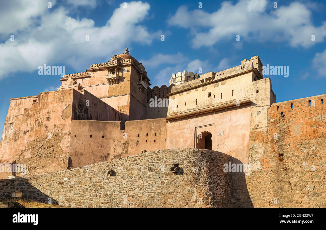 Kumbhalgarh Fort Rajasthan at sunset. Kumbhalgarh is a Mewar fortress ...