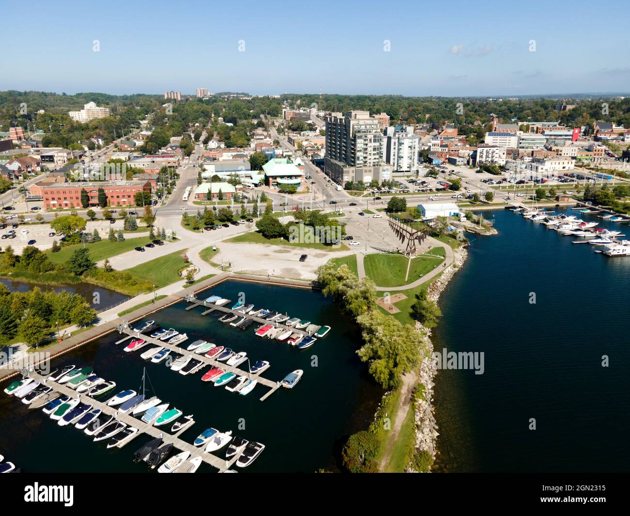 September 18 2021, Barrie Ontario Canada view of downtown and Marina at ...