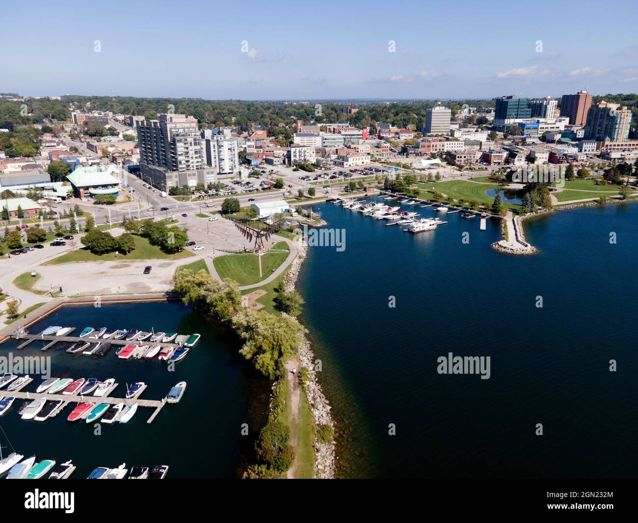 September 18 2021, Barrie Ontario Canada view of downtown and Marina at ...