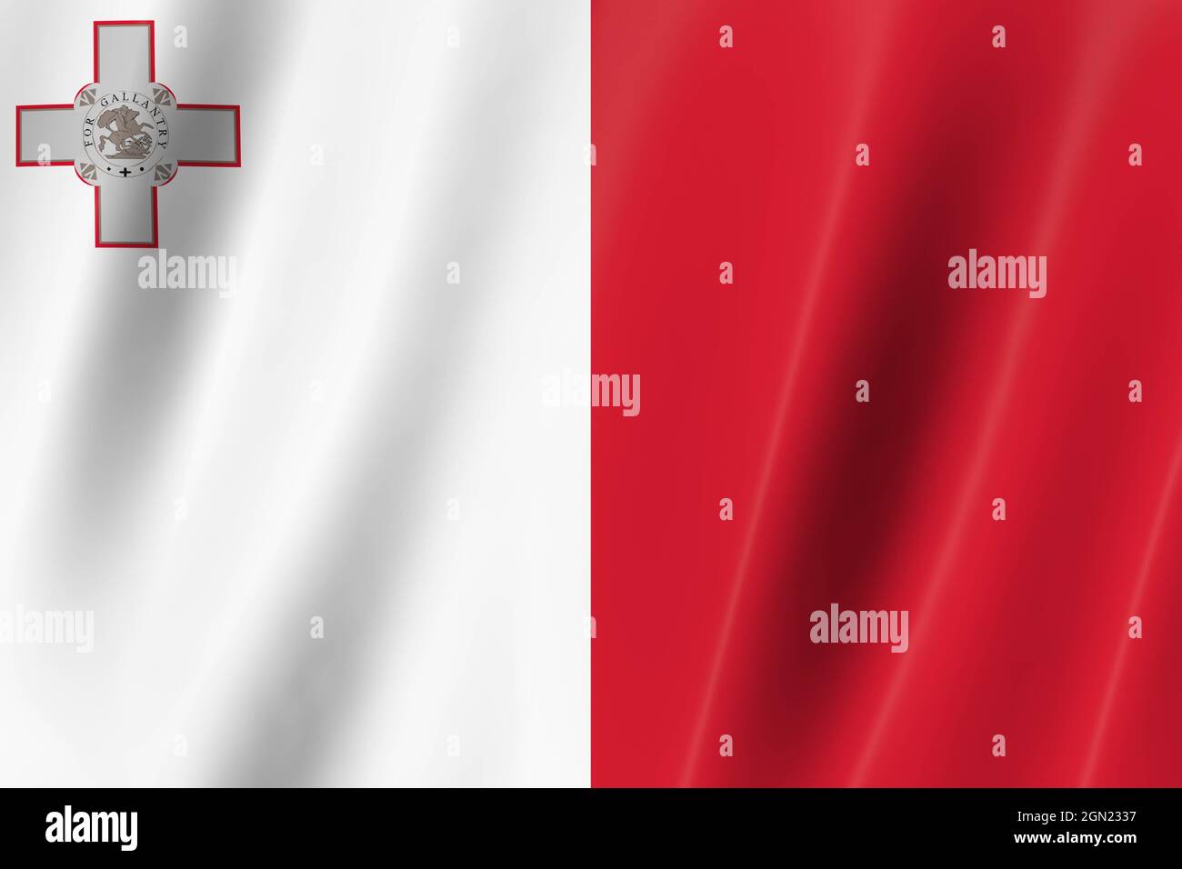Malta flag of silk-3D panoramic illustration Stock Photo - Alamy