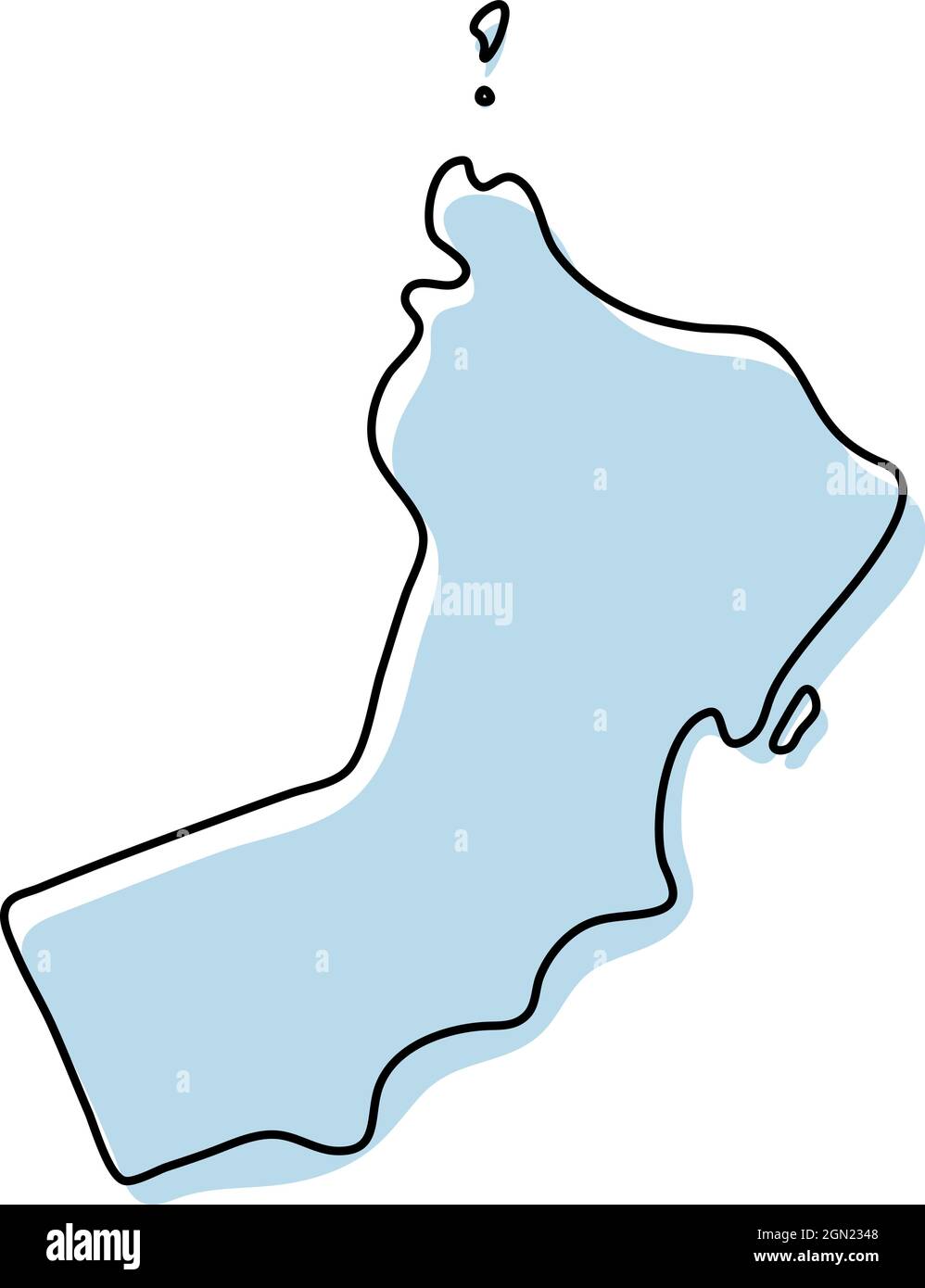 Stylized simple outline map of Oman icon. Blue sketch map of Oman vector illustration Stock ...