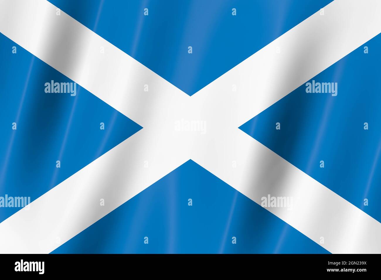 Scotland flag of silk-3D panoramic illustration Stock Photo - Alamy