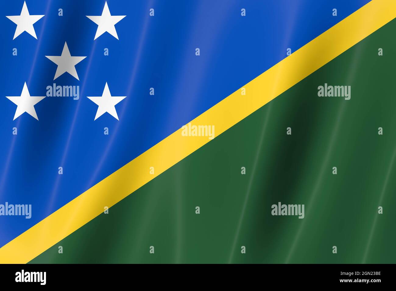Solomon Islands flag of silk-3D panoramic illustration Stock Photo - Alamy