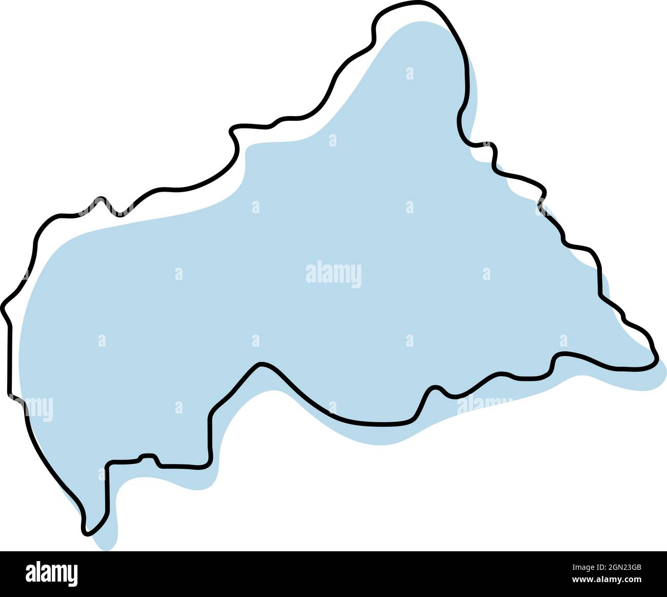 Stylized simple outline map of Central African Republic icon. Blue ...