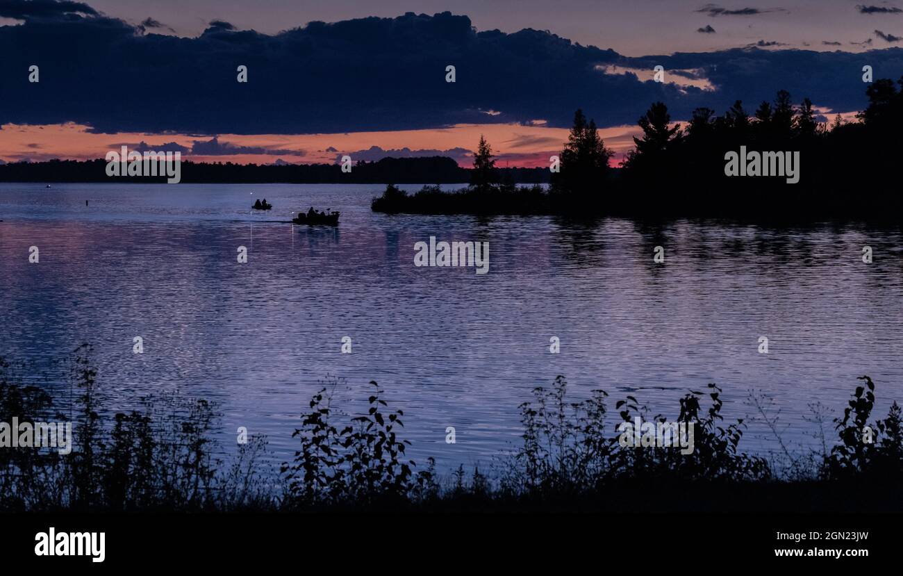 Twilight on the Chippewa Flowage in northern Wisconsin Stock Photo - Alamy