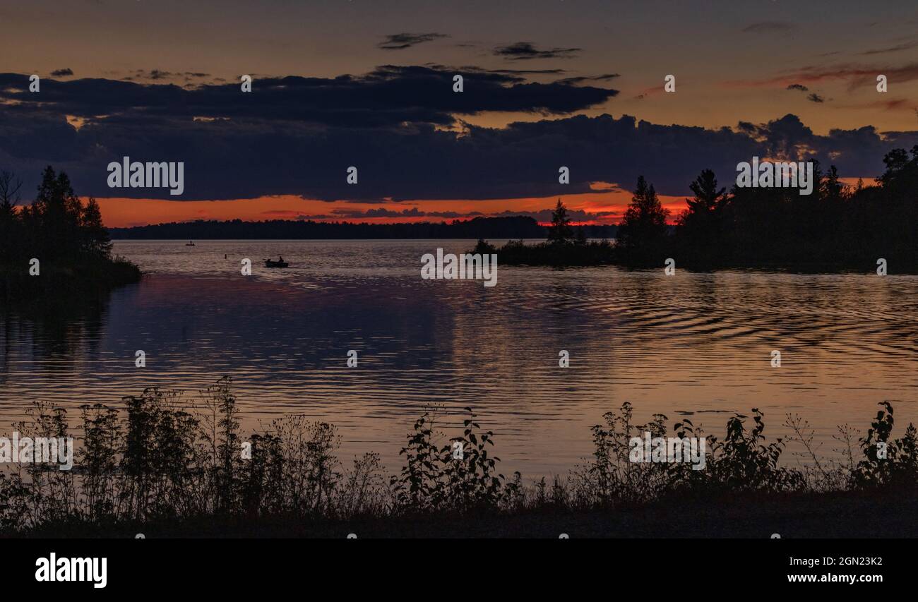 Sunset on the Chippewa Flowage in northern Wisconsin Stock Photo - Alamy