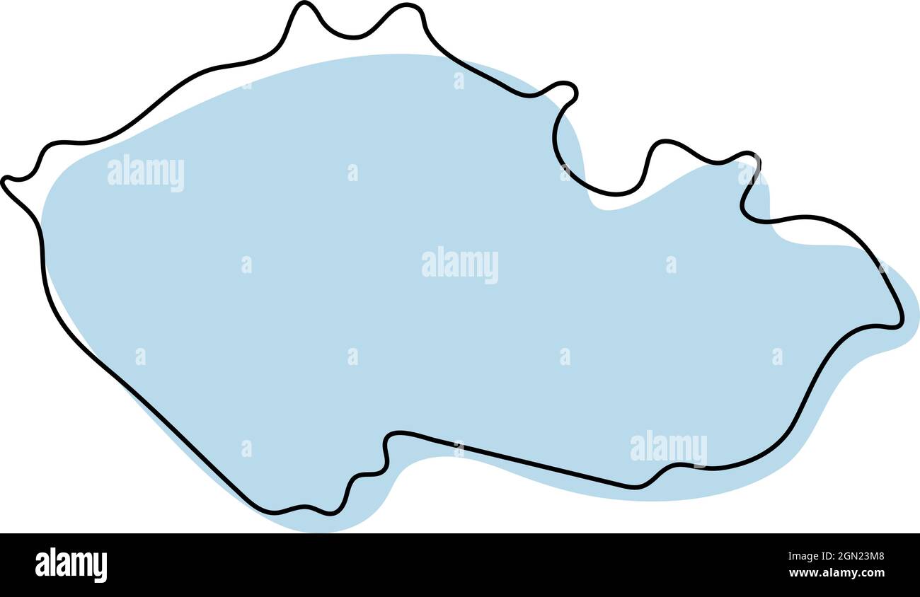 Stylized simple outline map of Czech icon. Blue sketch map of Czech ...