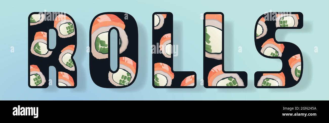 Word ROLLS stylized as a stylish logo - Vector illustration Stock ...