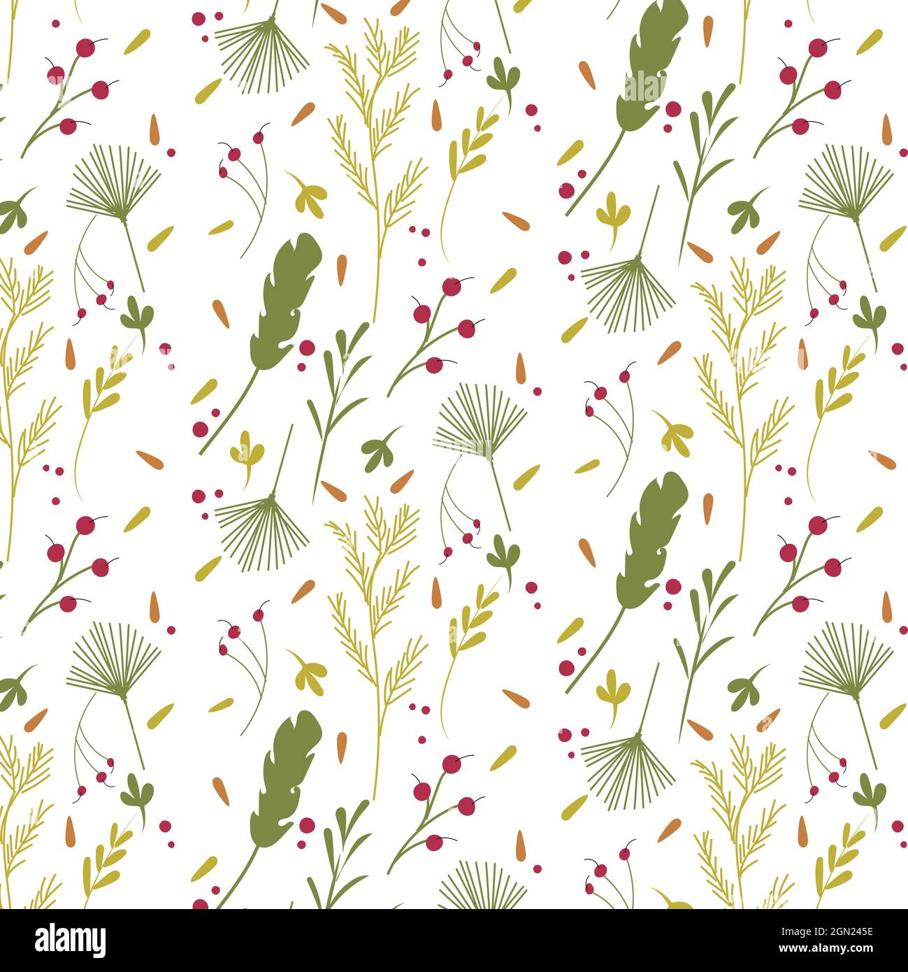 Autumn foliage hand drawn illustration pattern Stock Photo - Alamy