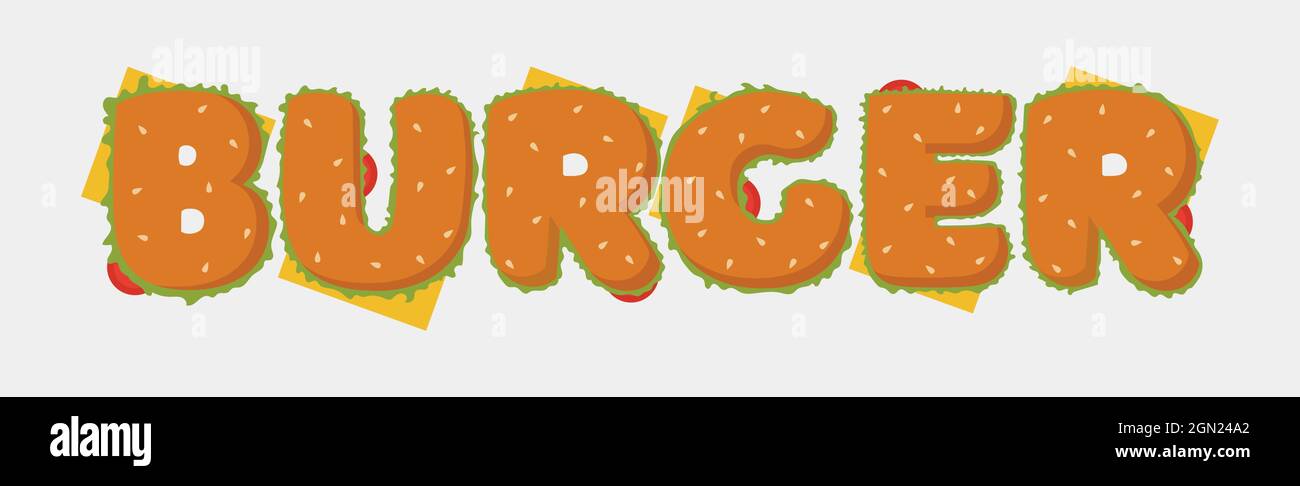 Logo word BURGER stylized as fast food - Vector illustration Stock ...