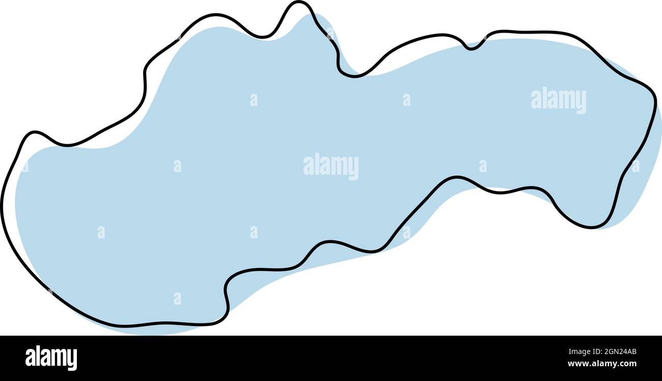 Stylized simple outline map of Slovakia icon. Blue sketch map of ...