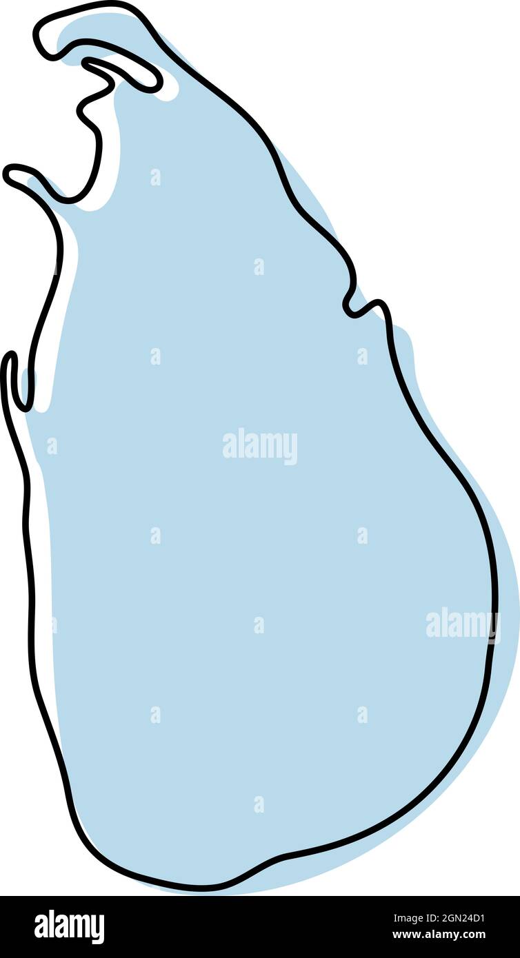 Stylized simple outline map of Sri Lanka icon. Blue sketch map of Sri Lanka vector illustration ...