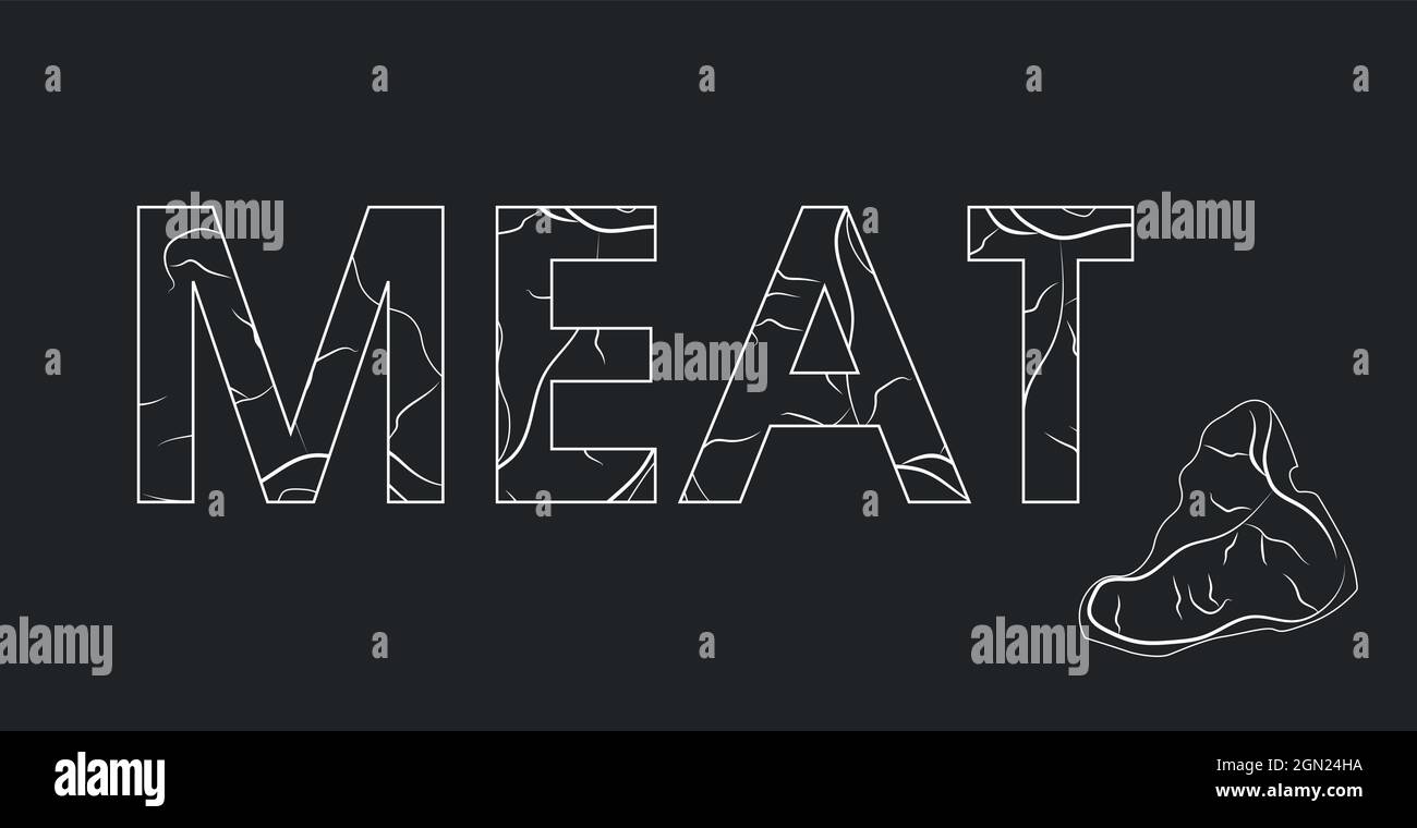 The word MEAT logo, stylized as a piece of meat - Vector illustration ...