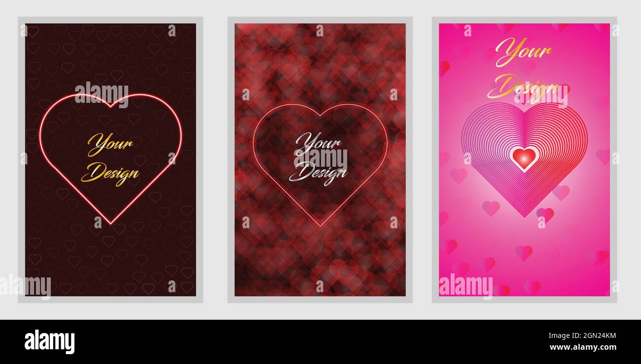 Modern cover design set. vector cover design with hearts used for ...