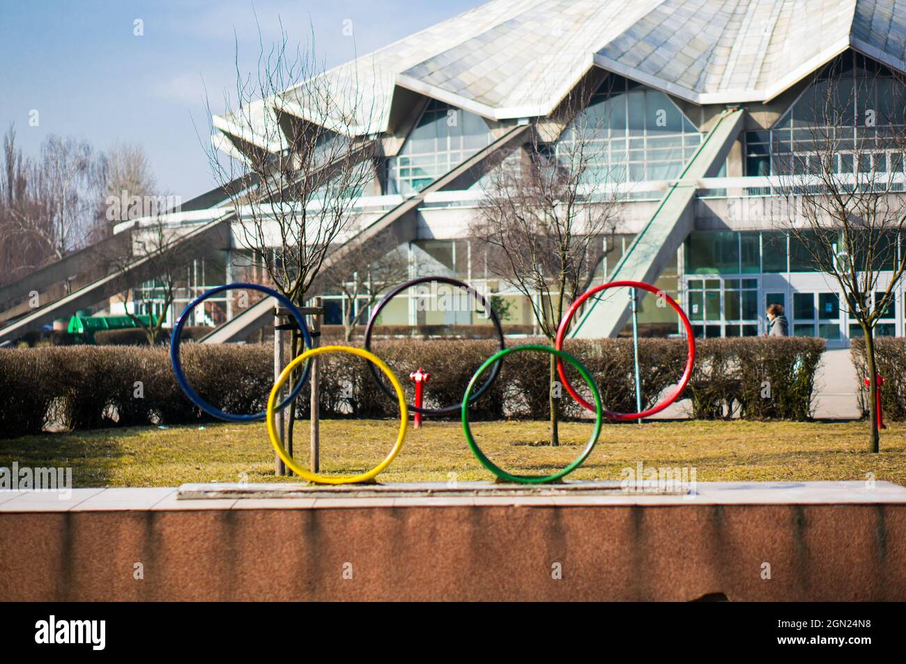 POZNAN, POLAND - Mar 03, 2014: A beautiful view of the Olympics symbol ...