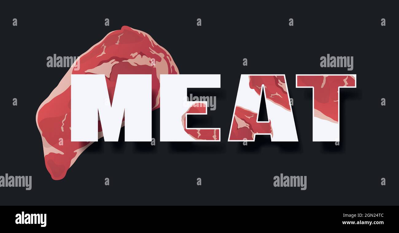 The word MEAT logo, stylized as a piece of meat - Vector illustration ...
