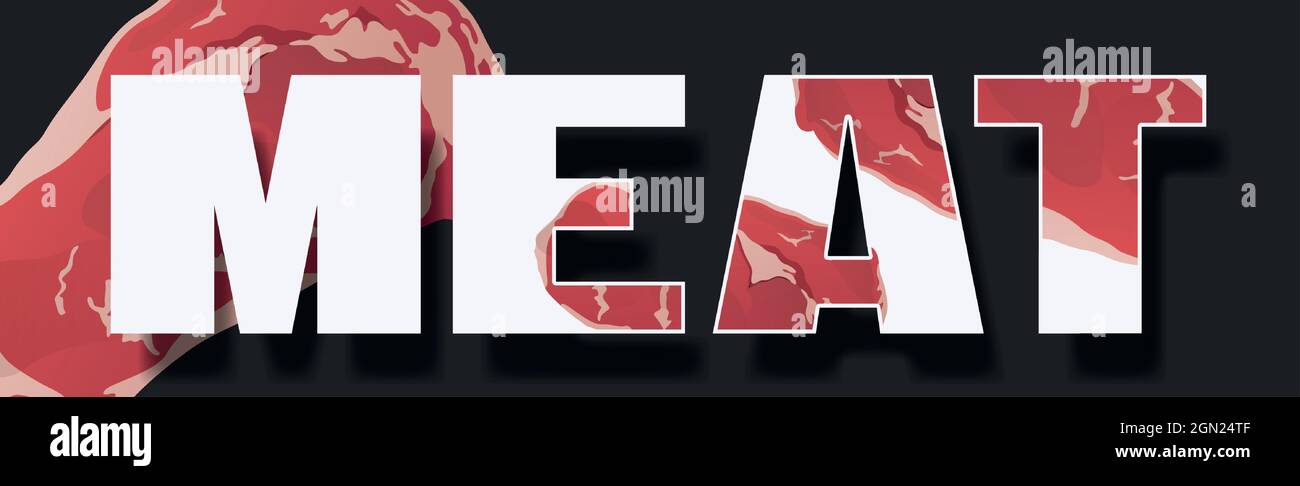 The word MEAT logo, stylized as a piece of meat - Vector illustration ...