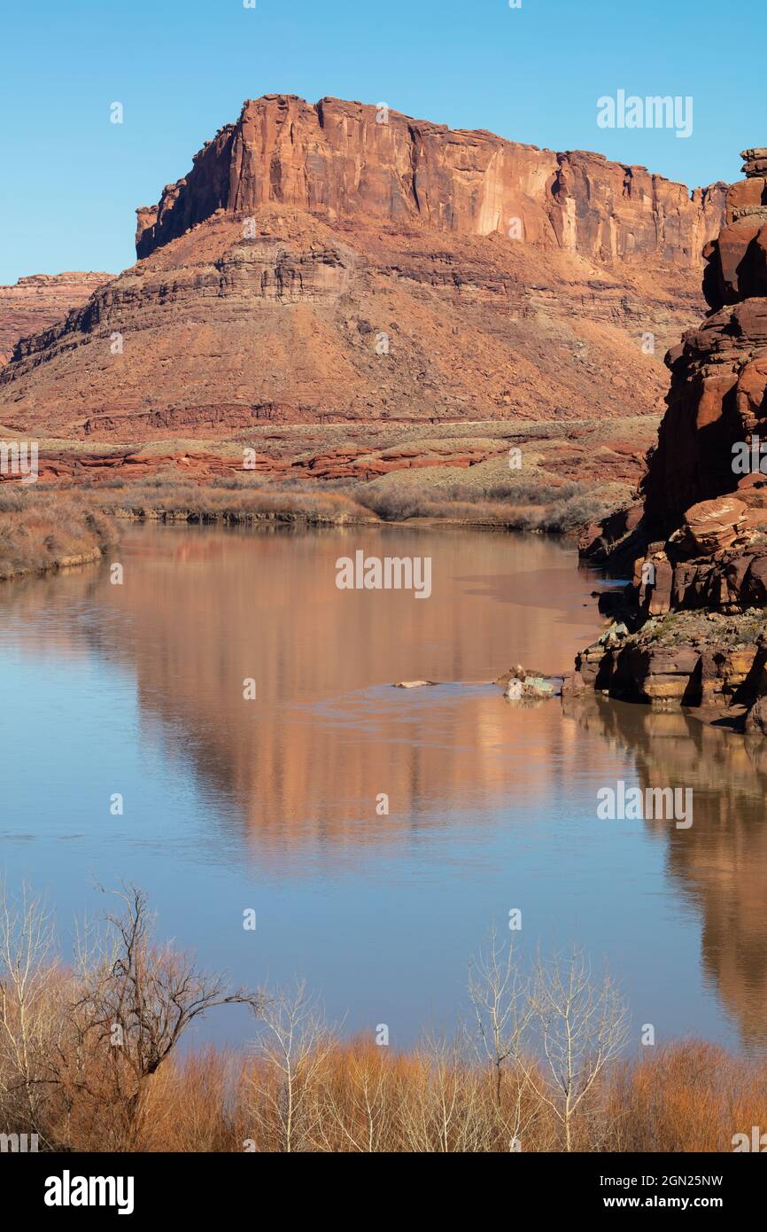 Colorado River reflection, Moab, Utah Stock Photo - Alamy