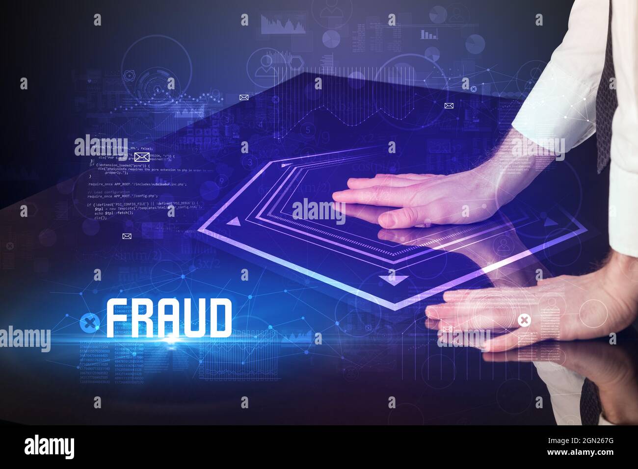 Hand touching digital table concept Stock Photo - Alamy