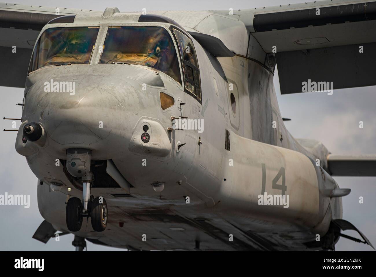 A U.S. Marine Corps MV-22B Osprey assigned to Marine Medium Tiltrotor ...