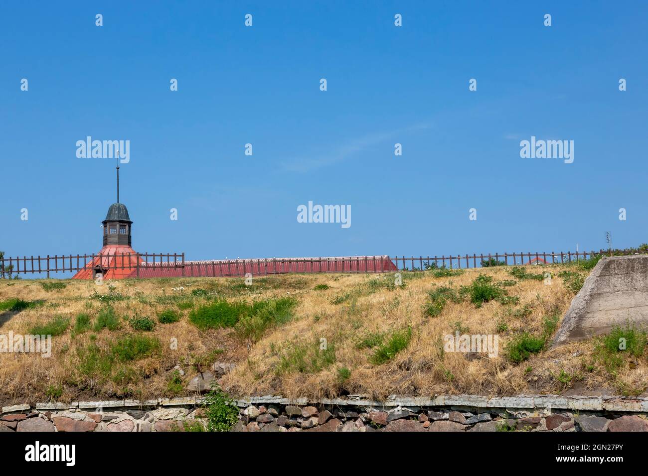Priozersk, Russia - July 10, 2021: Tower and rampart of Korela fortress ...