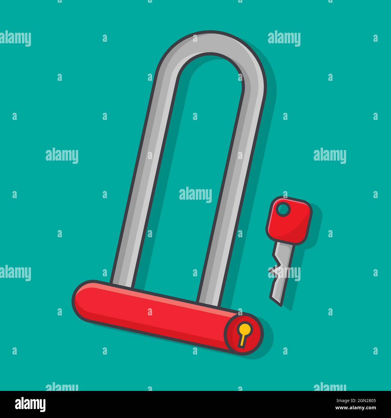 bicycle padlock isolated cartoon vector illustration in flat style ...