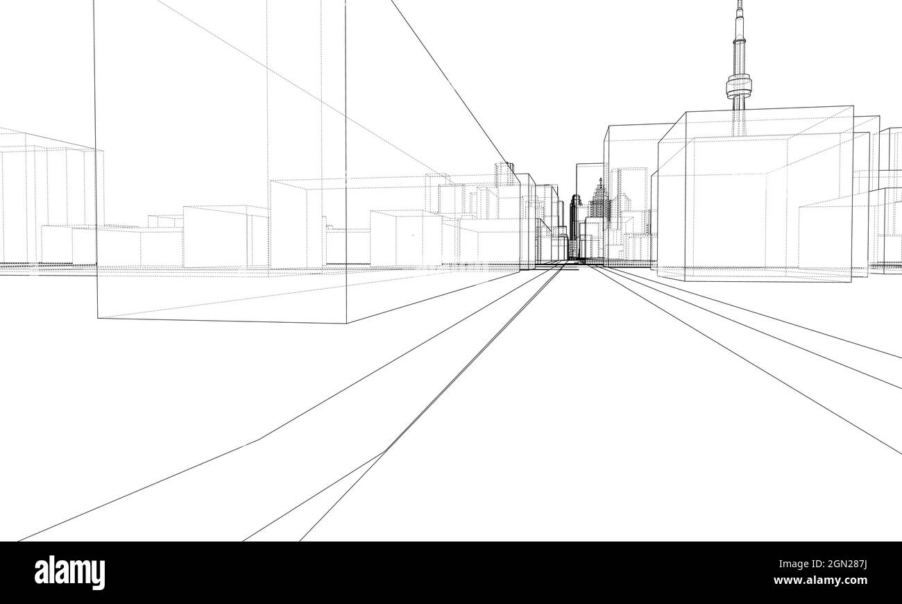 Vector 3d urban landscape. Buildings and roads Stock Vector Image & Art ...