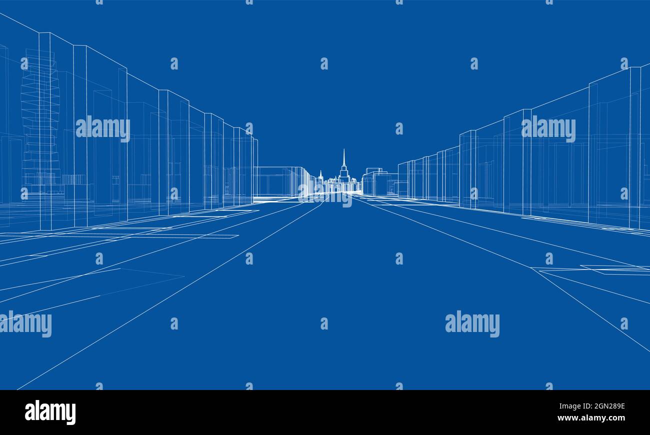 Vector lines buildings and city roads, town design Stock Vector Image ...