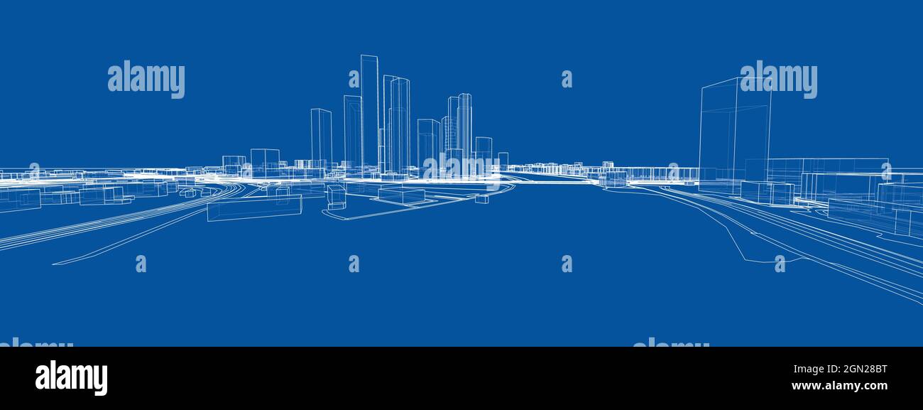 Vector 3d urban landscape. Buildings and roads Stock Vector Image & Art ...