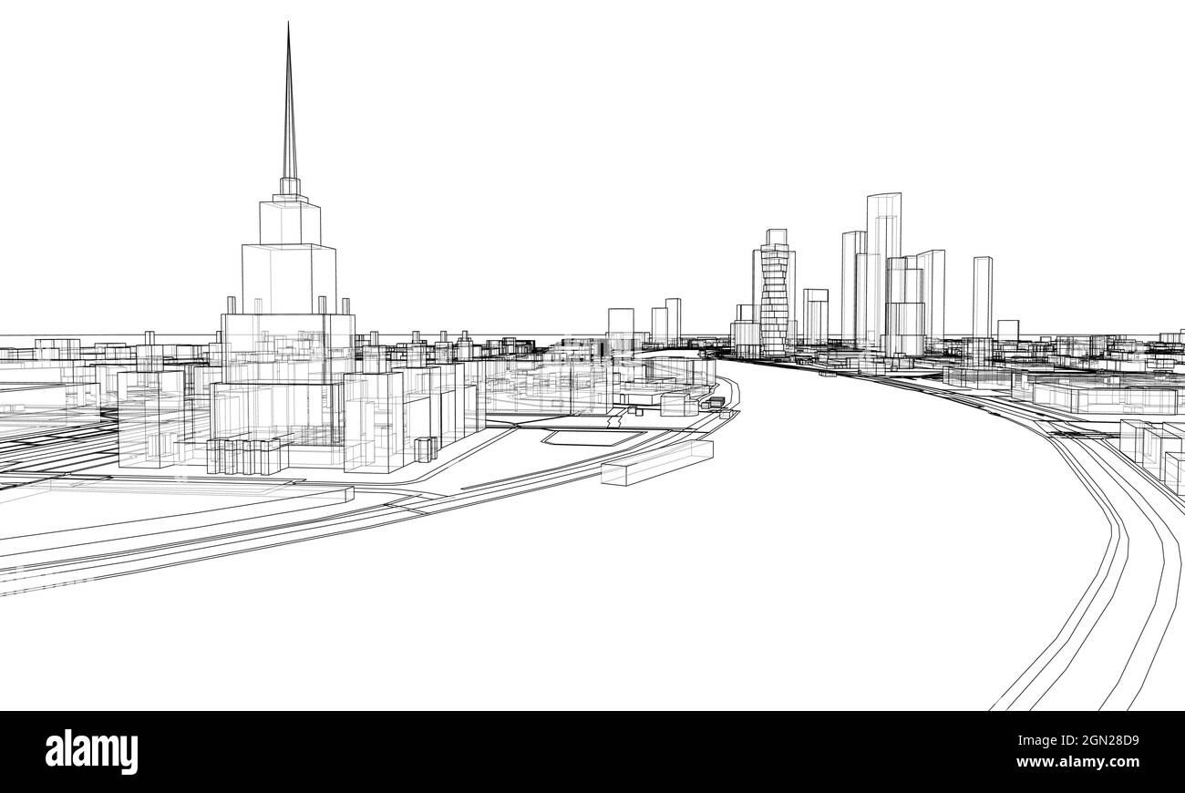 Vector lines buildings and city roads, town design Stock Vector Image ...