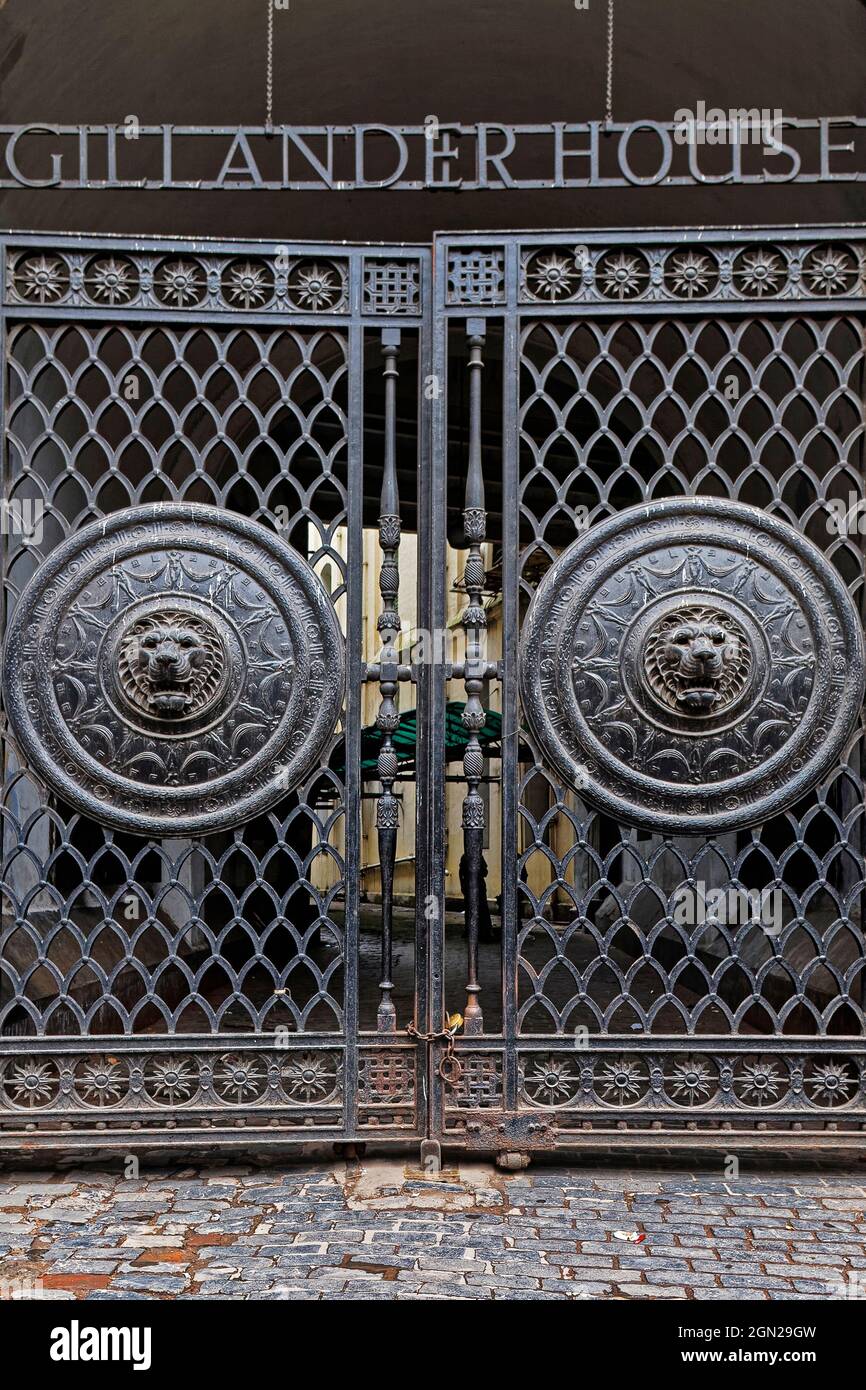 12 Aug 2007 Huge Black Cast iron metal gate at the main entrance with ...