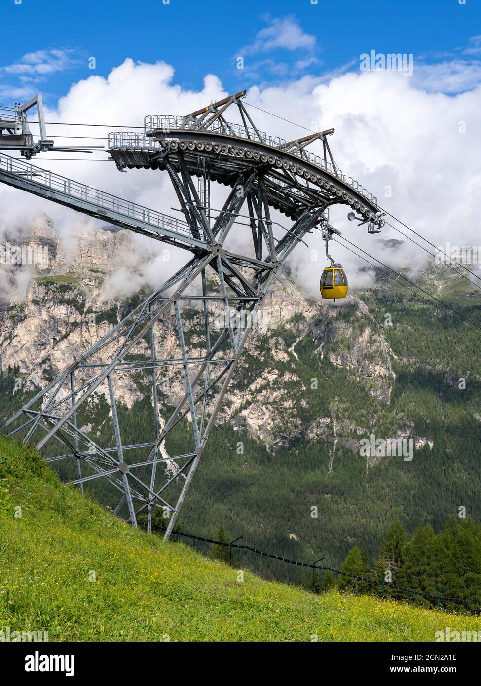 La villa, Italy. Sud Tyrol. The last section of the Piz la Ila cableway ...
