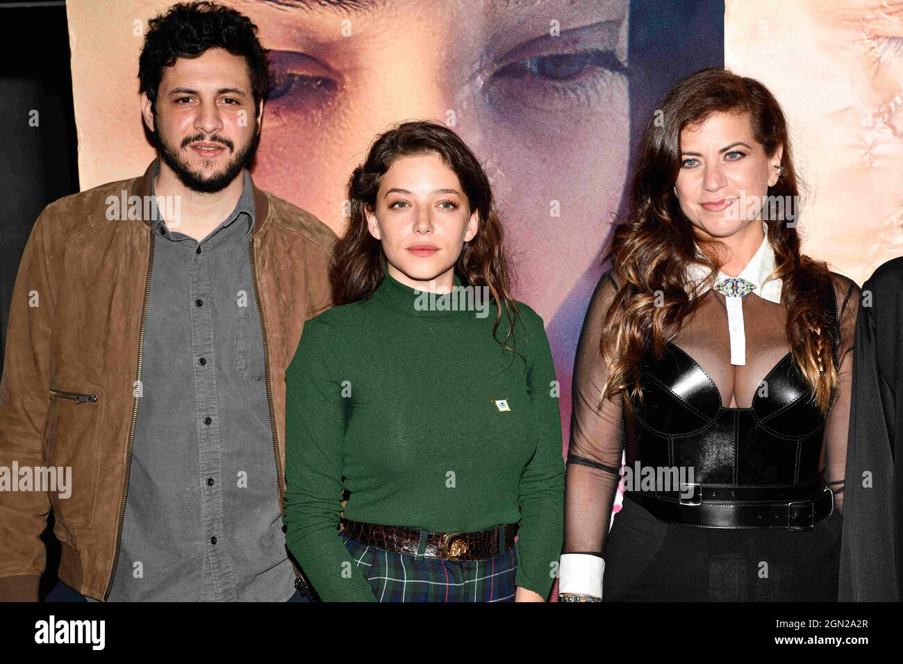 Paris, France, September 21, 2021. From left, Idir Chender, Zoe Adjani ...