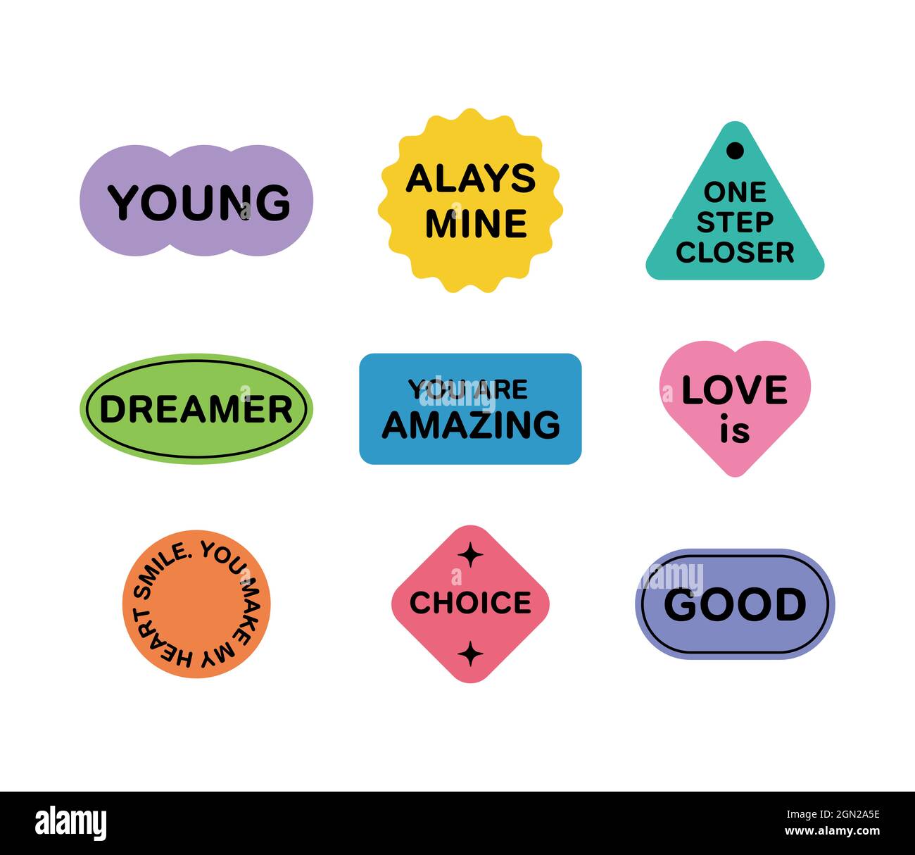 Simple, trendy sticker, label, tag design illustration set Stock Photo ...