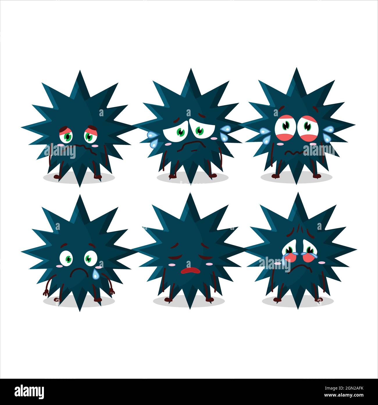 Biohazard virus cartoon character with sad expression. Vector ...