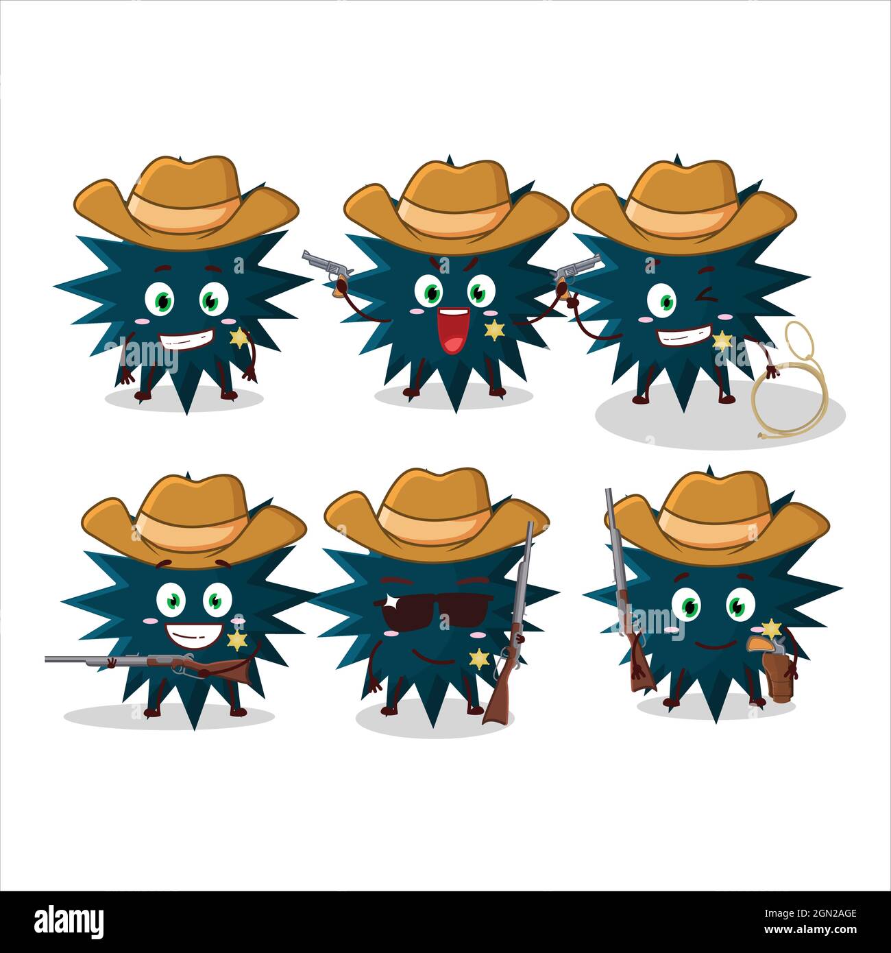 Cool cowboy biohazard virus cartoon character with a cute hat. Vector ...