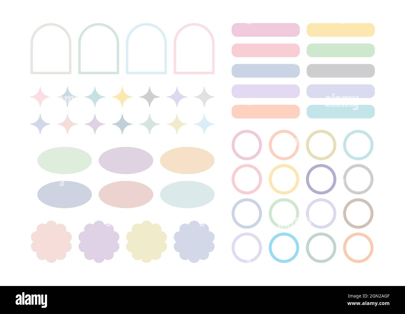 Set of various shapes pastel sticker icon illustrations Stock Photo - Alamy