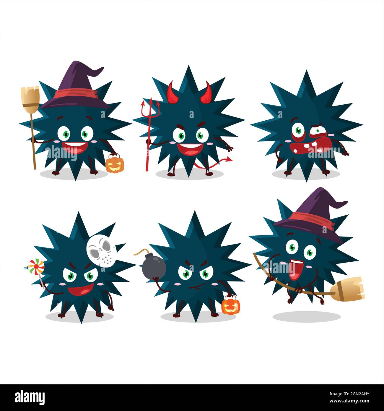 Halloween expression emoticons with cartoon character of biohazard ...