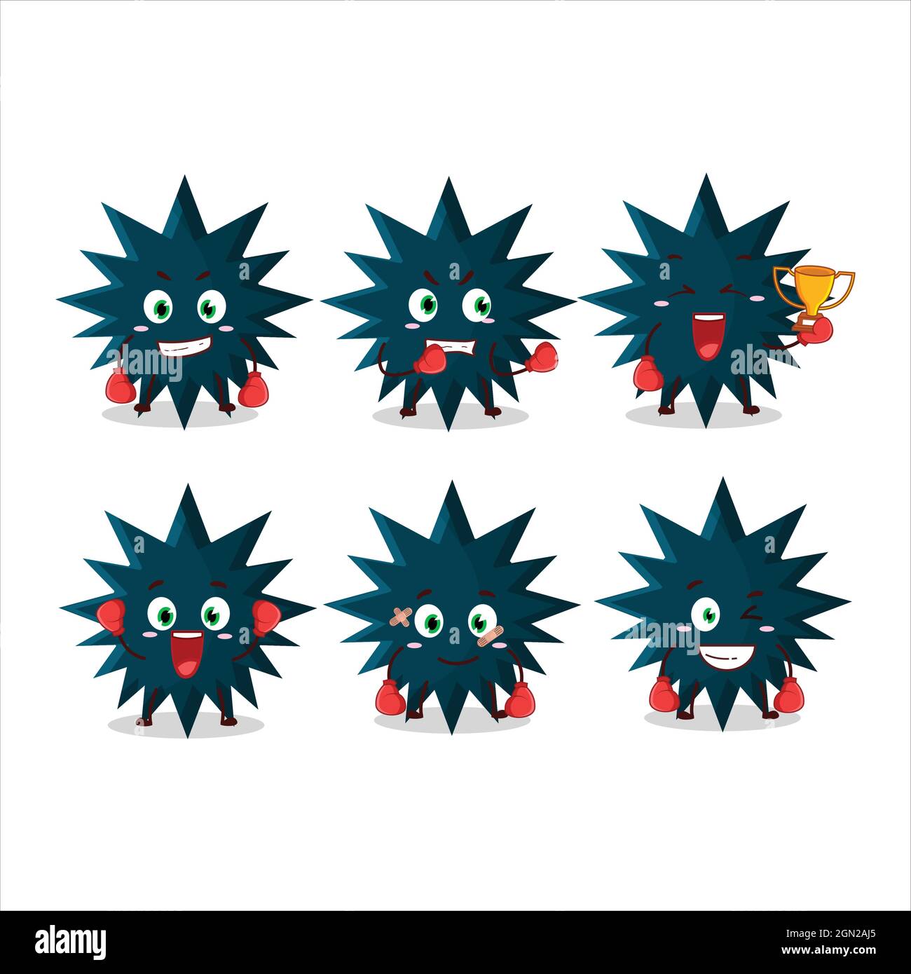 A sporty biohazard virus boxing athlete cartoon mascot design. Vector ...