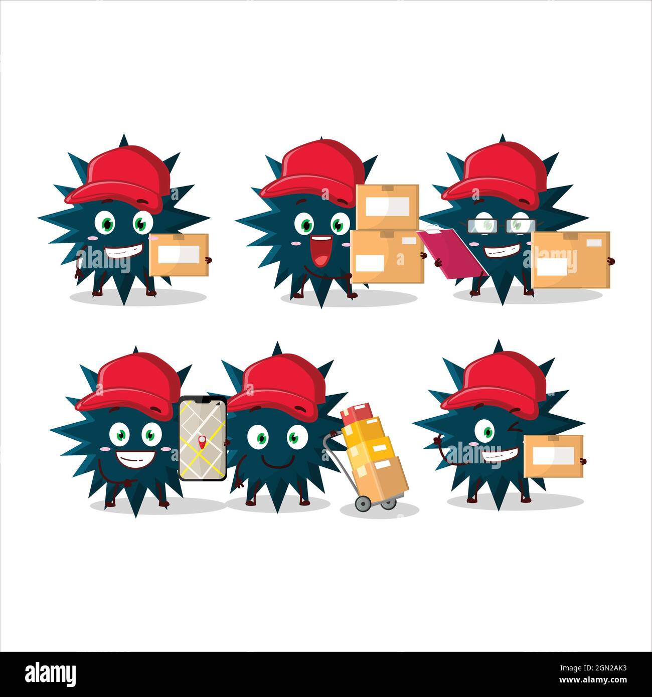 Cartoon character design of biohazard virus working as a courier ...