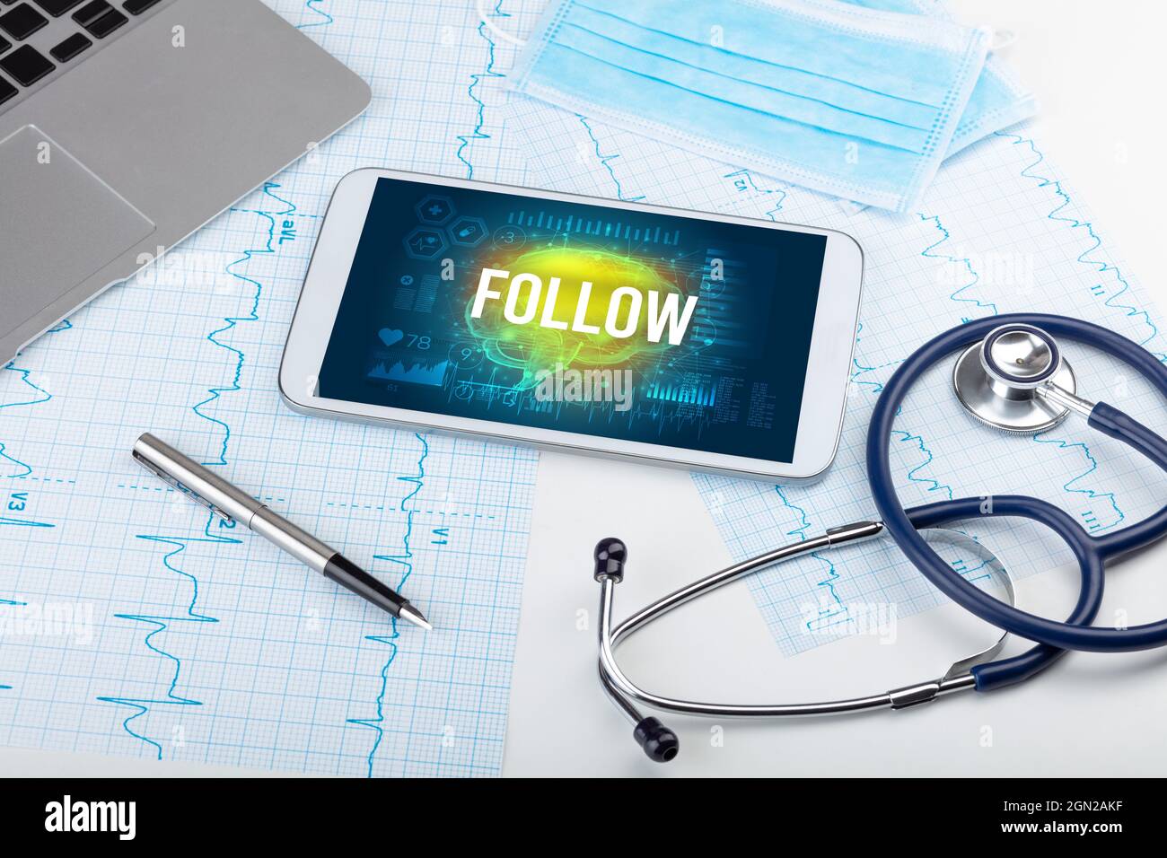Tablet pc and medical tools Stock Photo - Alamy
