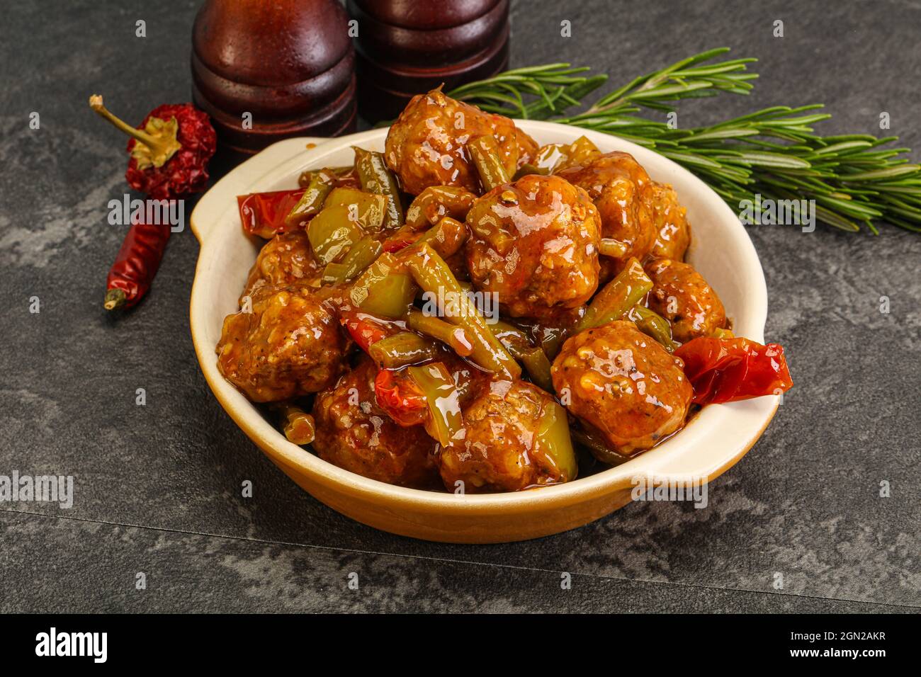 Minced Meat ball in tomato sauce Stock Photo - Alamy